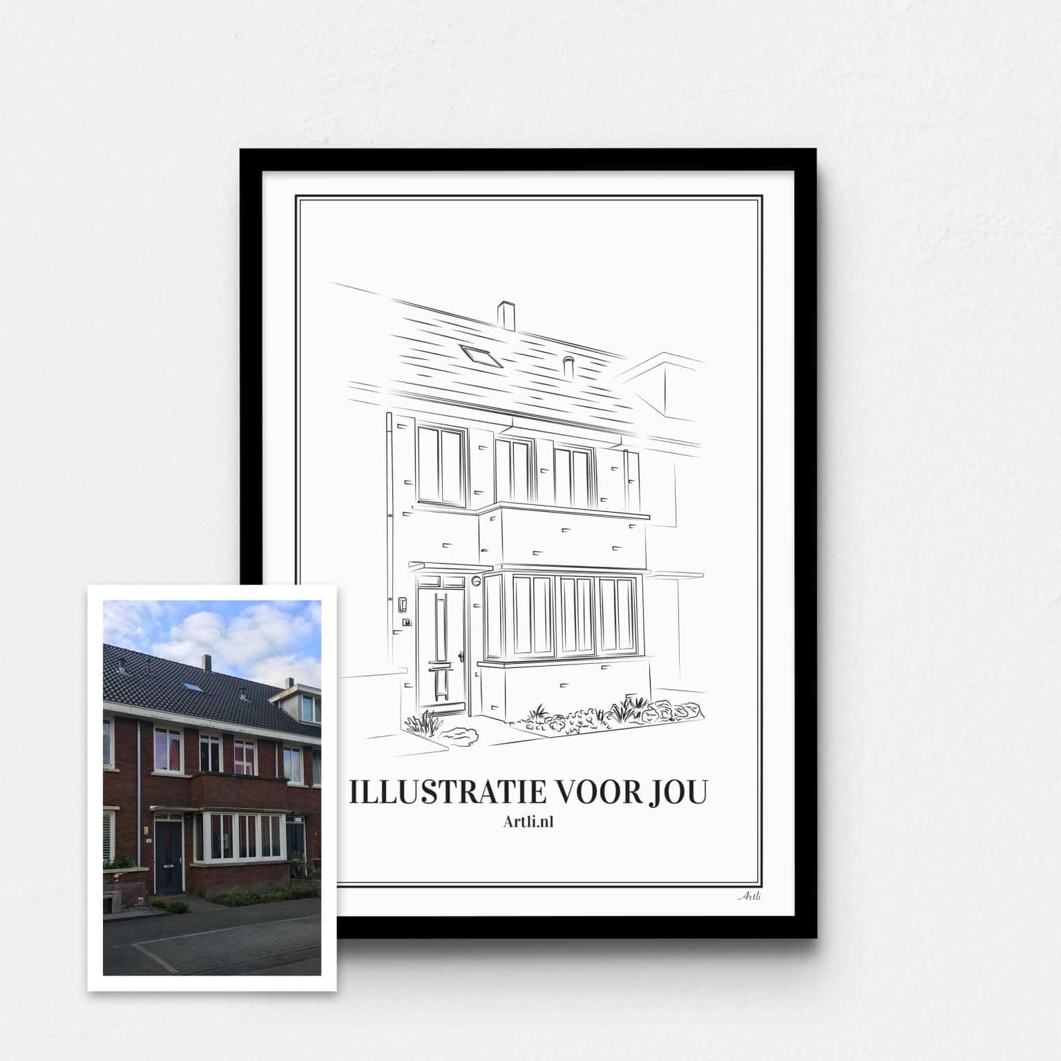 Handgetekende huis illustratie - modern en stijlvol - Artli