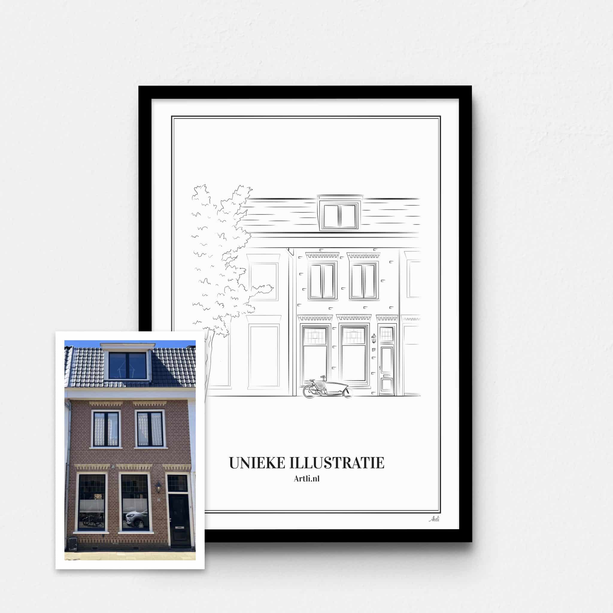 Handgetekende huis illustratie - modern en stijlvol - Artli